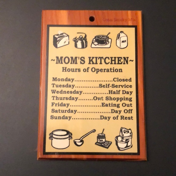Wall Decor | Vtg Moms Kitchen Hours Of Operation Sign Cedar Wood 5 X ...